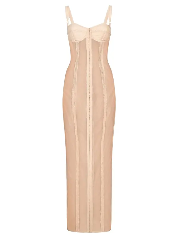 Dolce & Gabbana Bustier Midi Dress - Neutrals