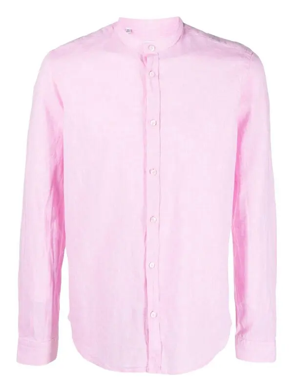 MANUEL RITZ Band-collar Plain Shirt - Pink