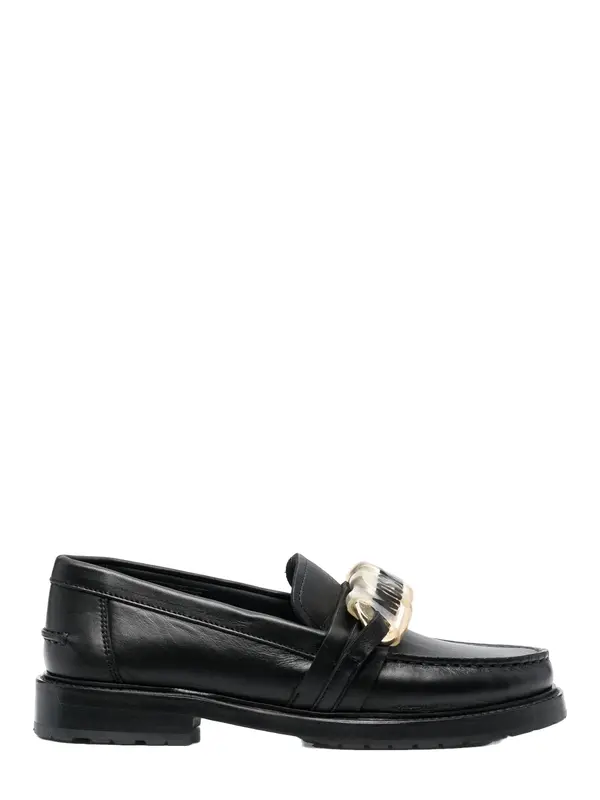Moschino Logo-plaque Leather Loafers - Black