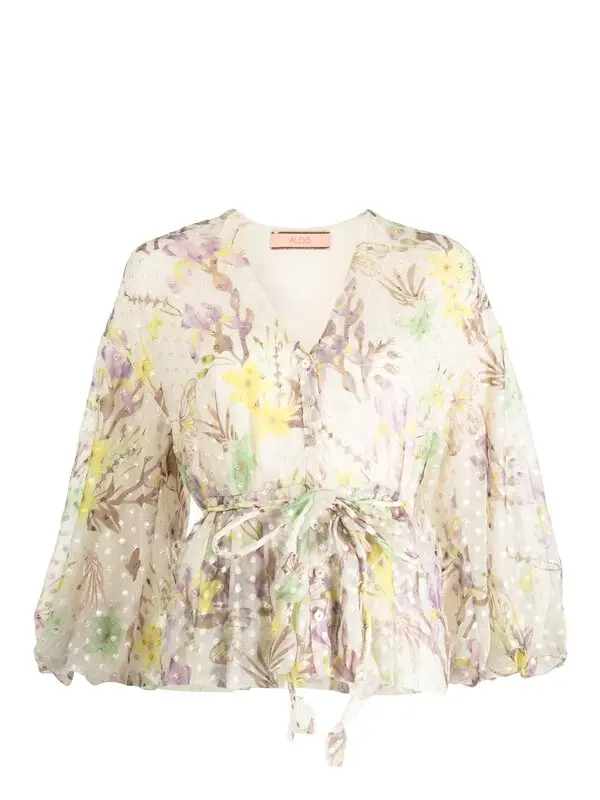 Alexis Floral-print Embroidered Shirt - Neutrals