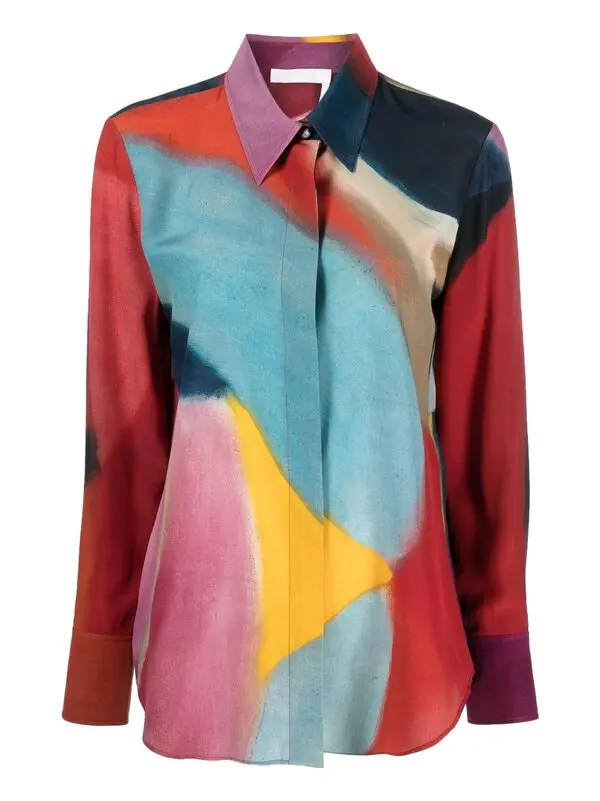 Chloé Abstract-print Silk Shirt - Blue