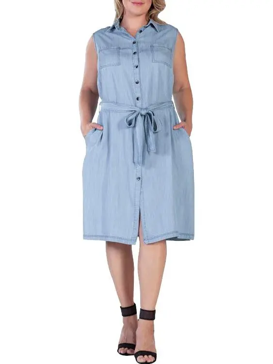 STANDARDS & PRACTICES Sleeveless Chambray Shirt Dress - Boundless Blue