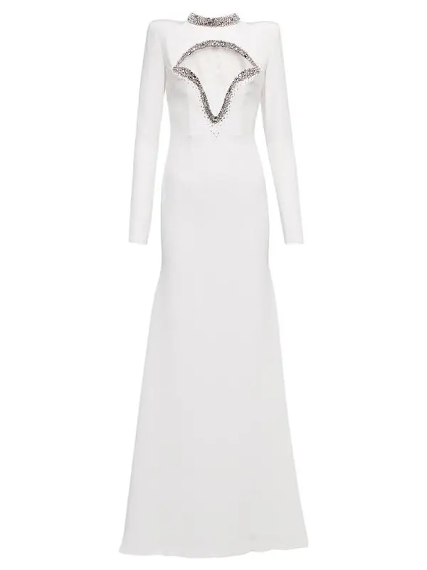 MISS SOHEE Crystal-embellished Cutout Gown - White