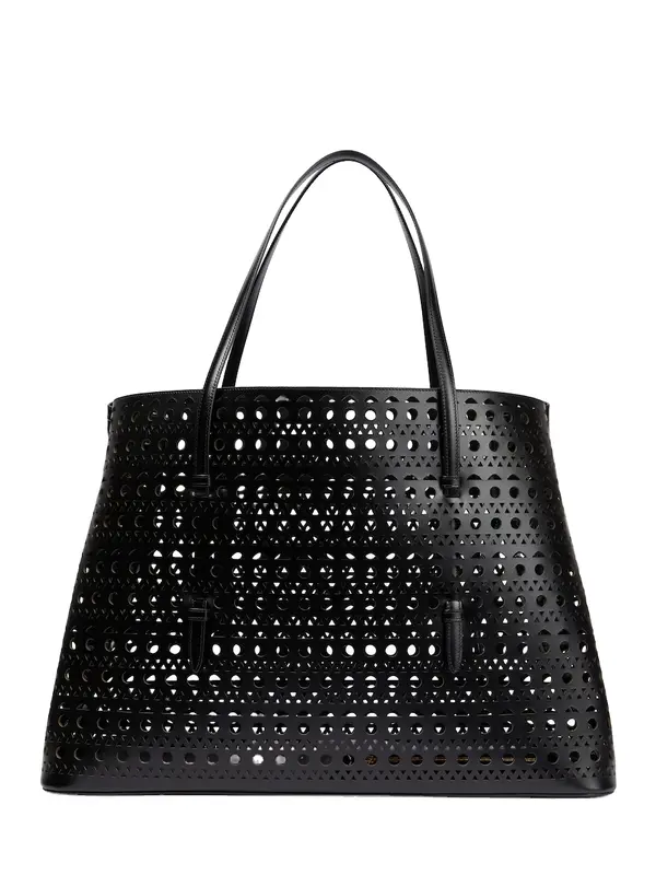 Alaïa Mina 50 Large Leather Tote Bag - Black
