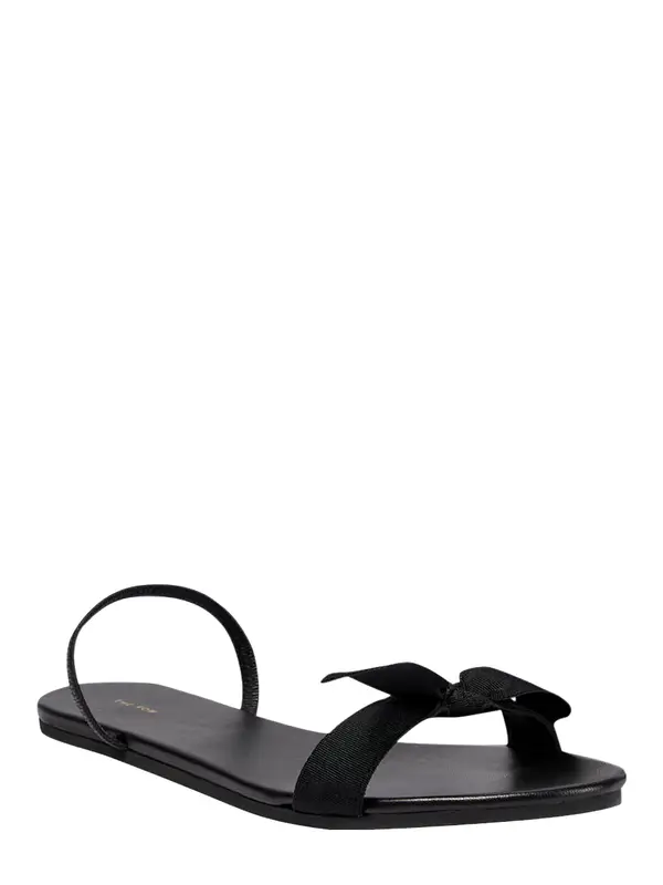 THE ROW Bow Leather Slingback Sandals - Black
