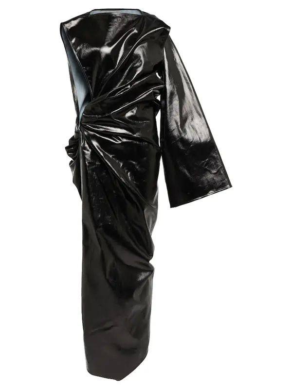 Rick Owens Asymmetrical Denim Gown - Black