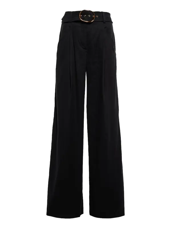 Veronica Beard Rimini Belted Wide-leg Pants - Black