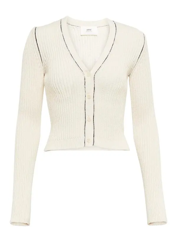Ami Ribbed-knit Cardigan - White