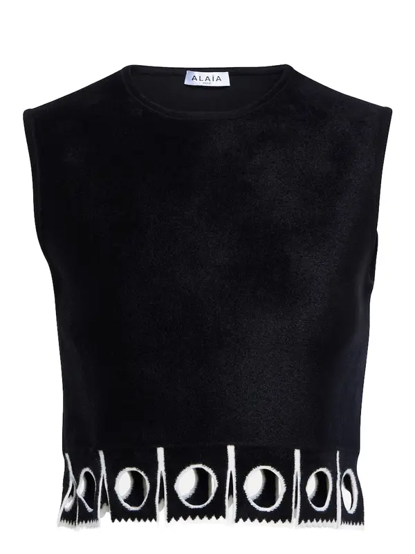 Alaïa Sleeveless Cropped Top - Black