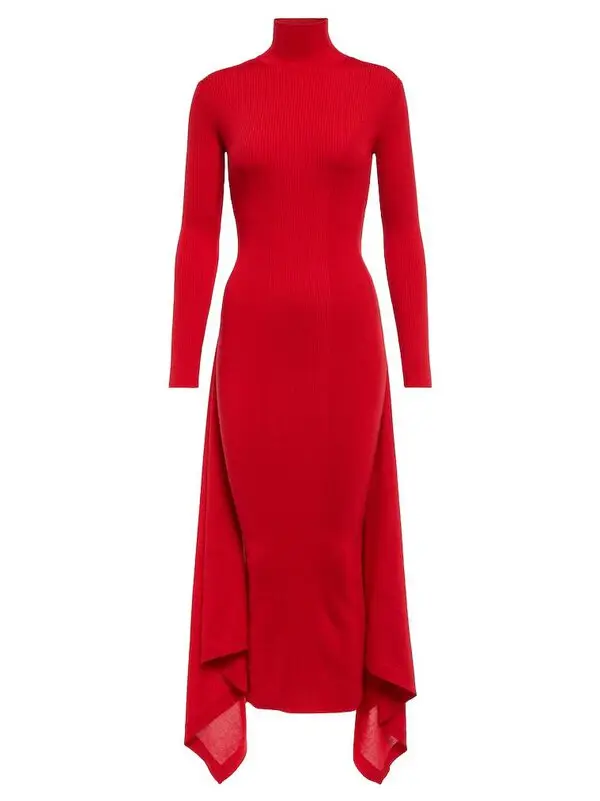 Alaïa Cashmere And Silk Midi Dress - Red