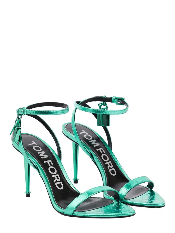 TOM FORD Padlock Leather Sandals - Turquoise