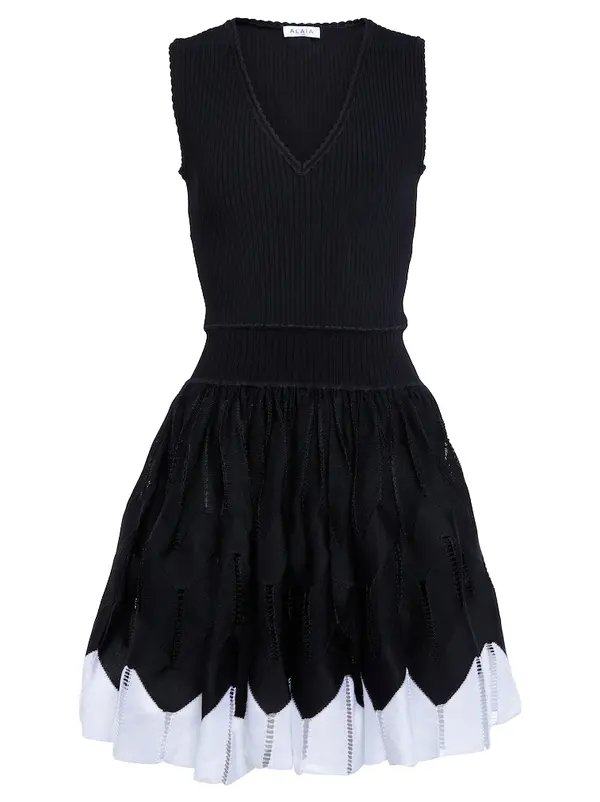 Alaïa V-neck Minidress - Black