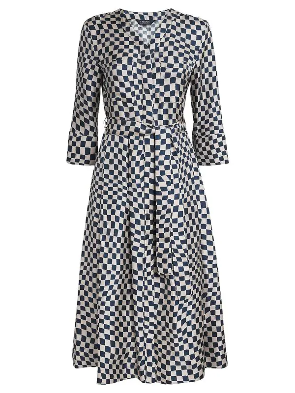Max Mara Silk Patterned Midi Dress - Blue