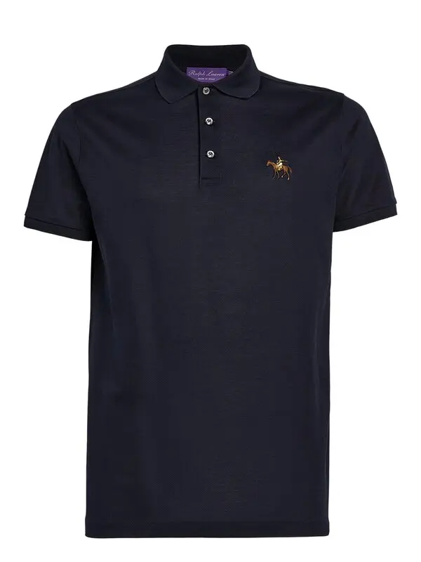 Ralph Lauren Purple Label Cotton Logo Polo Shirt - Navy