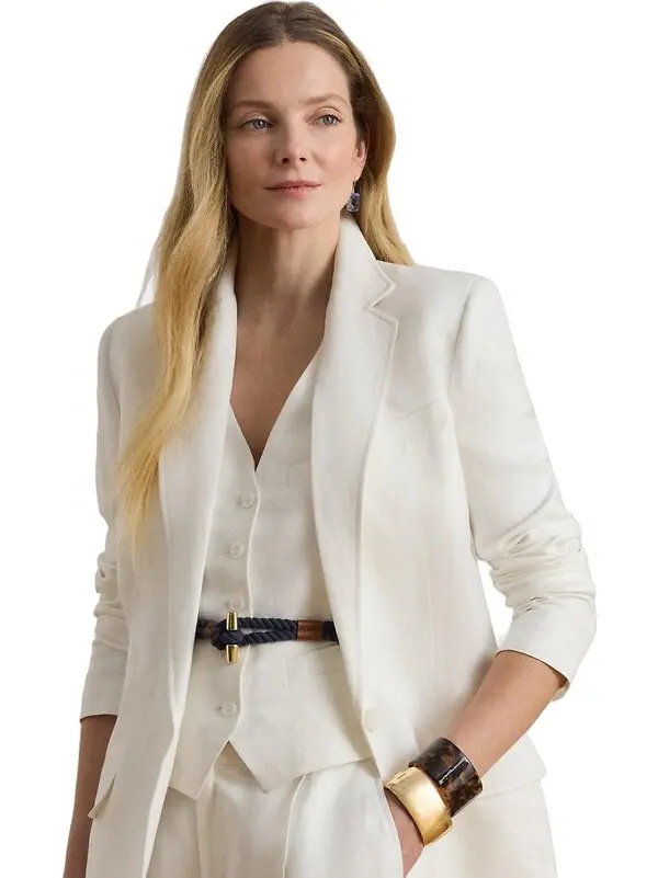 Ralph Lauren Linen-blend Twill Single-button Blazer - White