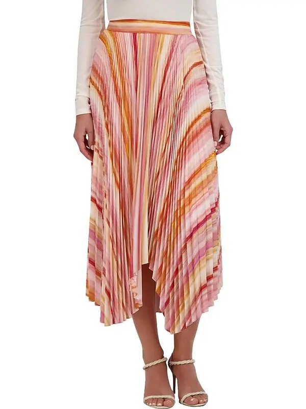 Bcbgmaxazria Ombre Stripe Pleated Handkerchief Midi Skirt - Multi