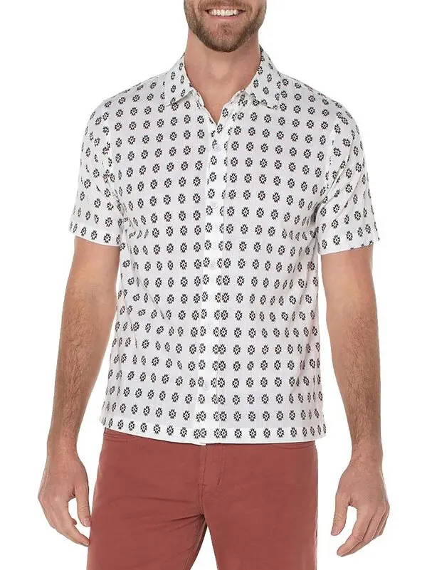 LIVERPOOL Southwestern Garment Dyed Short Sleeve Printed Shirt - Black/ Clay