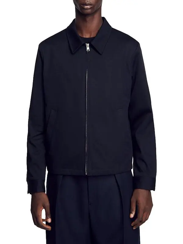 Sandro Cotton Jacket - Navy Blue