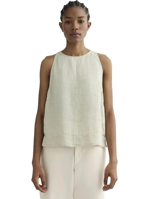 Everlane Linen High-neck Tank Top - Elm Gingham