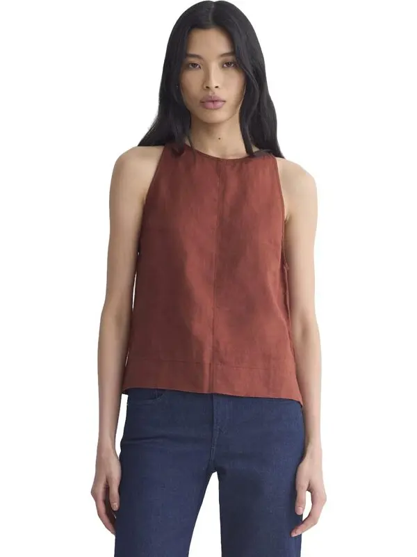 Everlane Linen High-neck Tank Top - Henna Red