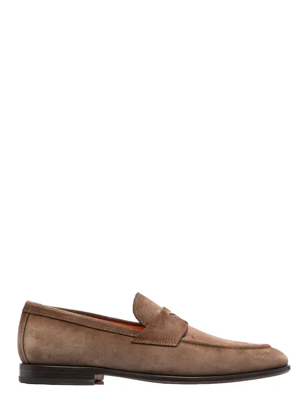 Santoni Suede Penny Loafers - Brown