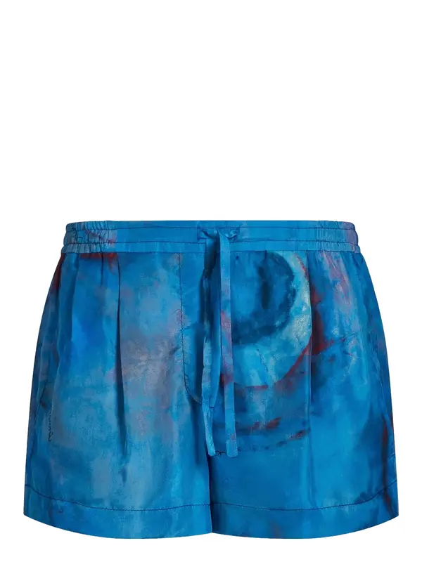 Marni Drawstring-waist Silk Shorts - Blue