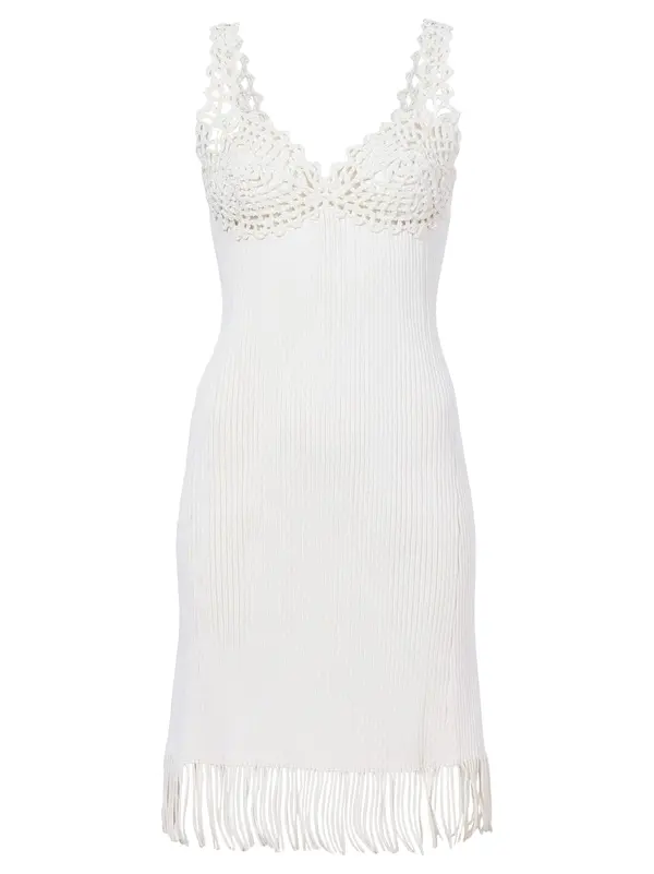 Proenza Schouler Embroidered Ribbed-knit Mini Dress - White