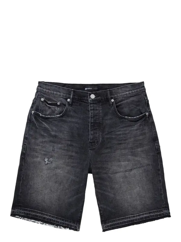 PURPLE BRAND Distressed Denim Shorts - Black