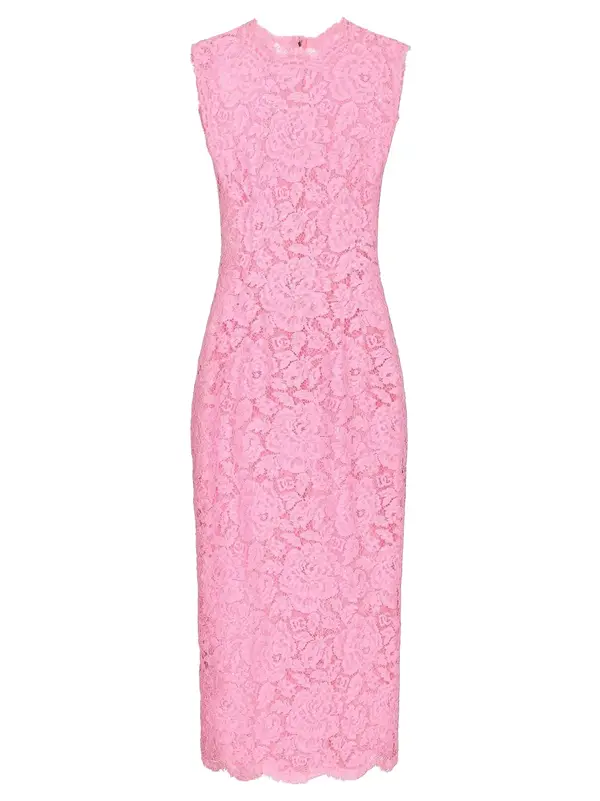 Dolce & Gabbana Floral-lace Midi Dress - Pink