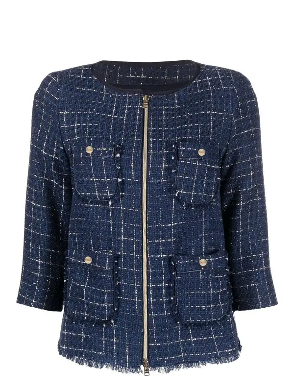 Herno Zip-up Tweed Jacket - Blue