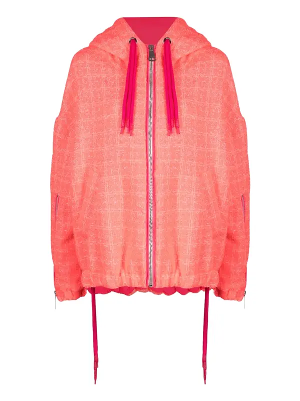 Khrisjoy Tweed Drawstring Hood Jacket - Pink