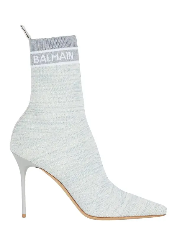 Balmain Skye 95mm Knit Ankle Boots - Blue
