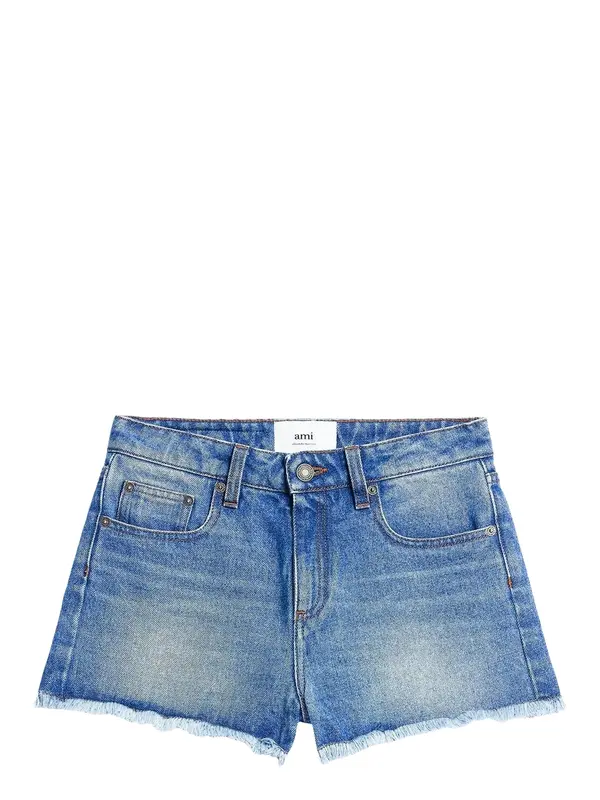 Ami Frayed Denim Shorts - Blue