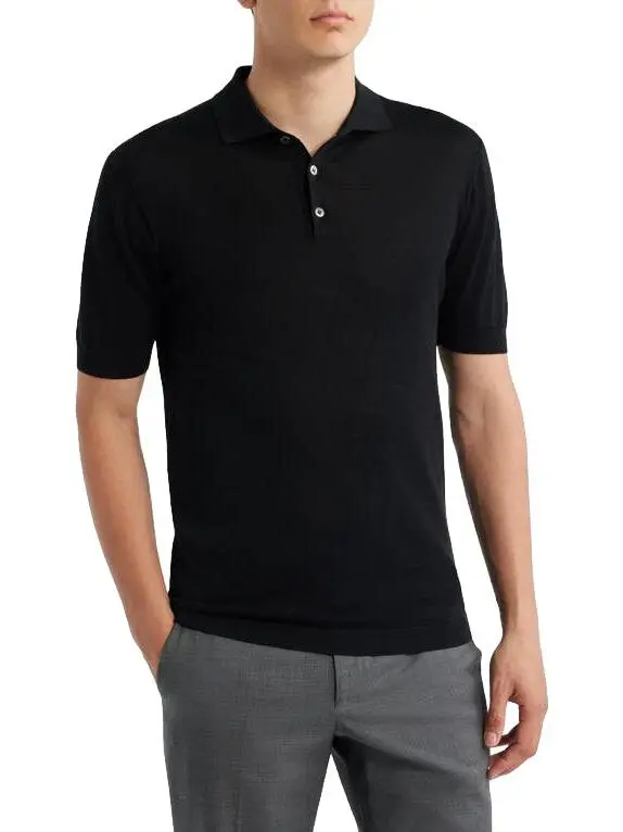 JACK VICTOR Tupper Organic Cotton & Silk Polo - Black