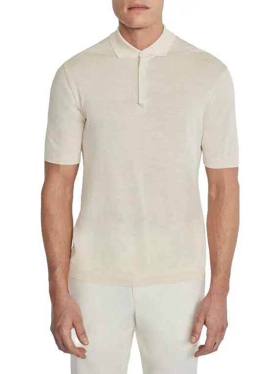 JACK VICTOR Tupper Organic Cotton & Silk Polo - Ecru