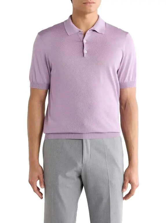 JACK VICTOR Tupper Organic Cotton & Silk Polo - Lilac