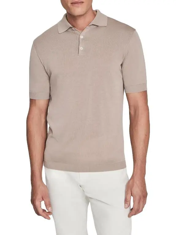 JACK VICTOR Tupper Organic Cotton & Silk Polo - Sand