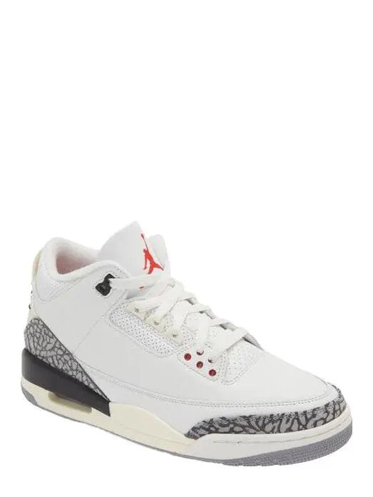 JORDAN Air 3 Retro Basketball Sneakers - Summit White/fire Red/black