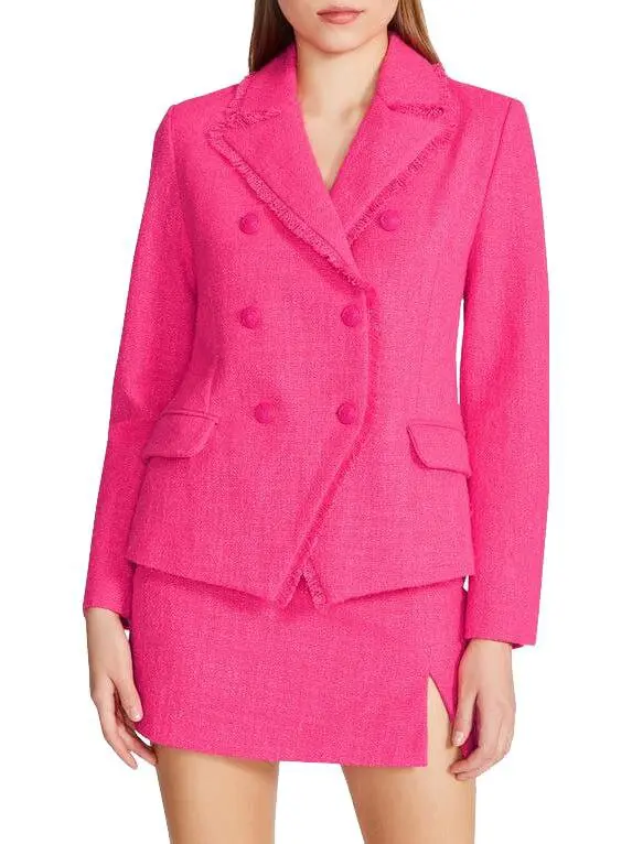Steve Madden Naomi Double Breasted Tweed Blazer - Pink Glo