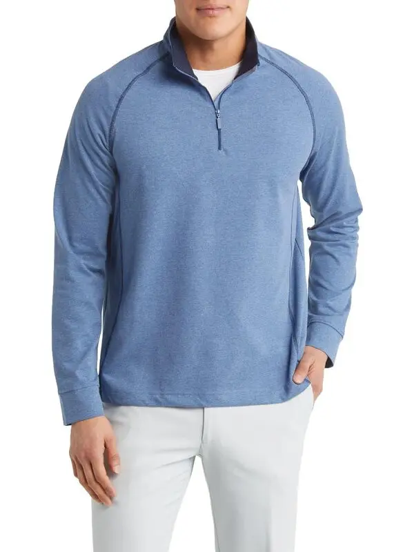 Johnston & Murphy Xc4® Quarter Zip Piqué Golf Pullover - Blue