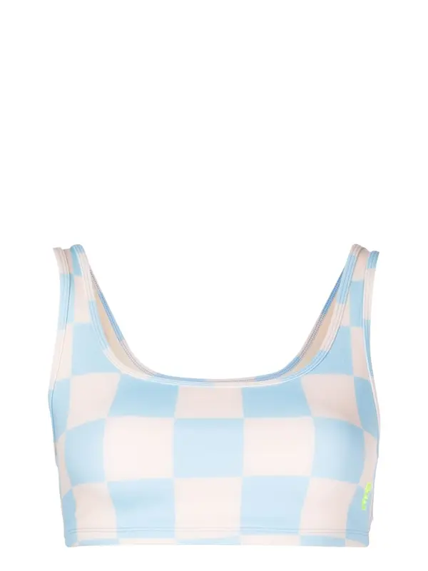 P.E Nation Checked Cut-out Sports Bra - Blue