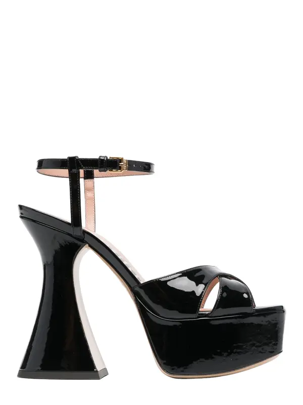 Moschino Patent Leather Platform Sandals - Black