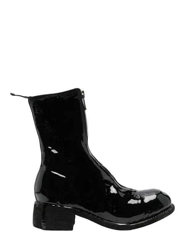Guidi Laminated Leather Ankle Boots - Black