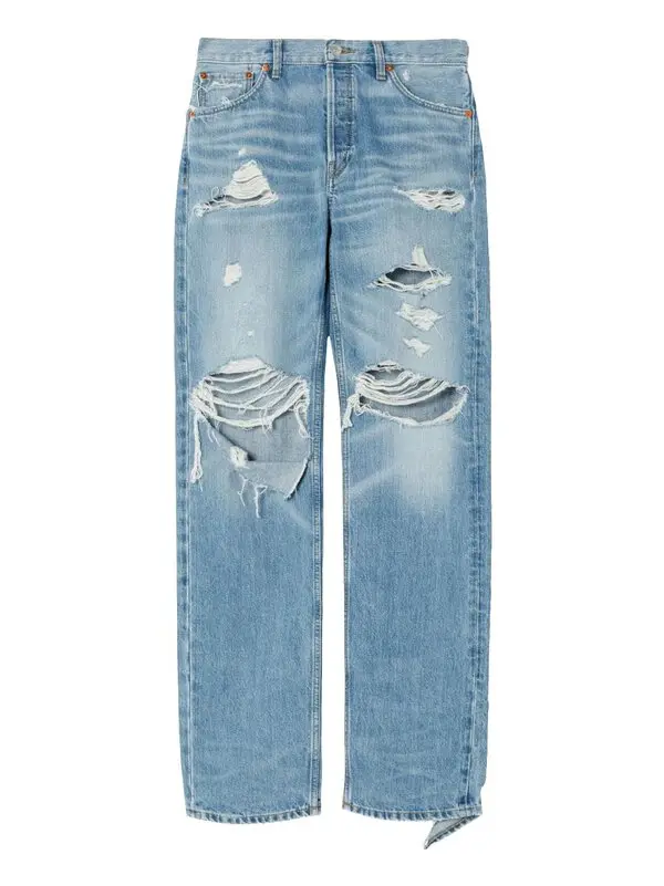 RE/DONE Loose Long Jeans In Washed Denim - Blue