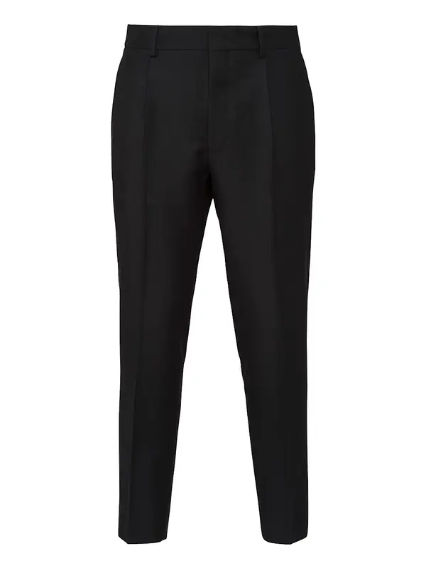 Prada Solid Twill Regular Fit Pants - Nero