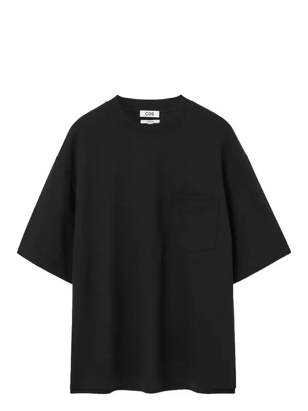 Cos Oversized Heavyweight Cotton T-shirt - Black