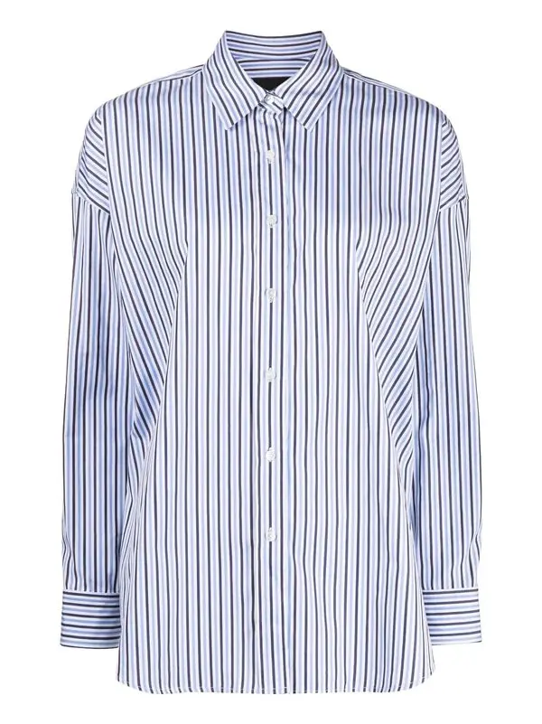 NILI LOTAN Oversized Striped Cotton Shirt - Blue