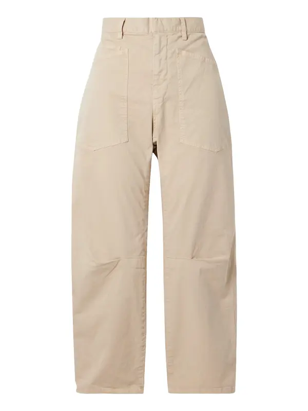 NILI LOTAN Shon Cotton-blend Twill Tapered Pants - Neutrals