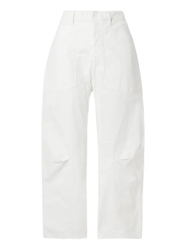NILI LOTAN Shon Cotton-blend Twill Tapered Pants - White