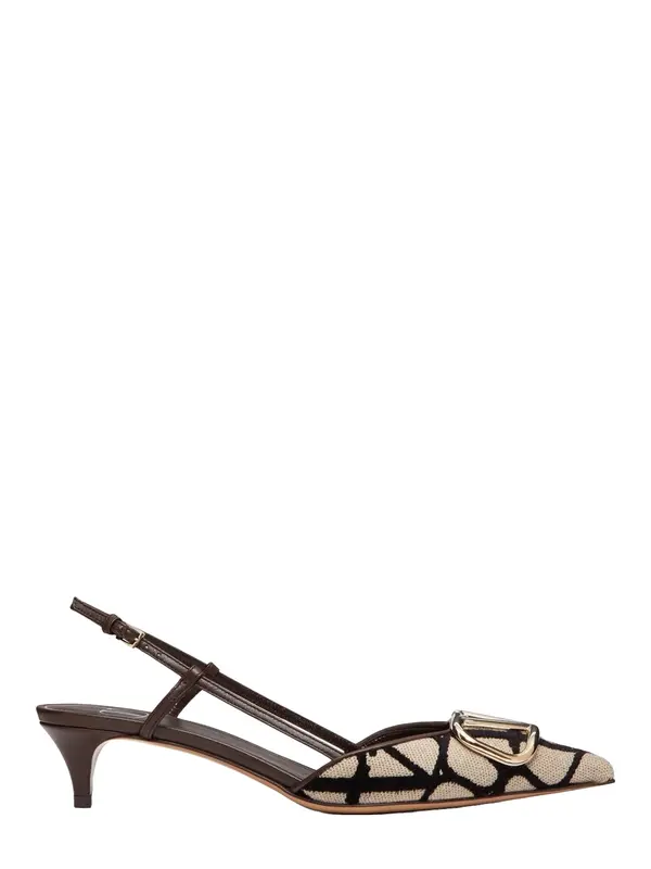 Valentino Garavani 40mm Vlogo Signature Slingback Pumps - Neutrals